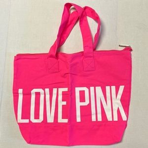 PINK Victoria's Secret | Bags | Rare Pink 22 Neon Pink Canvas Zip Top ...